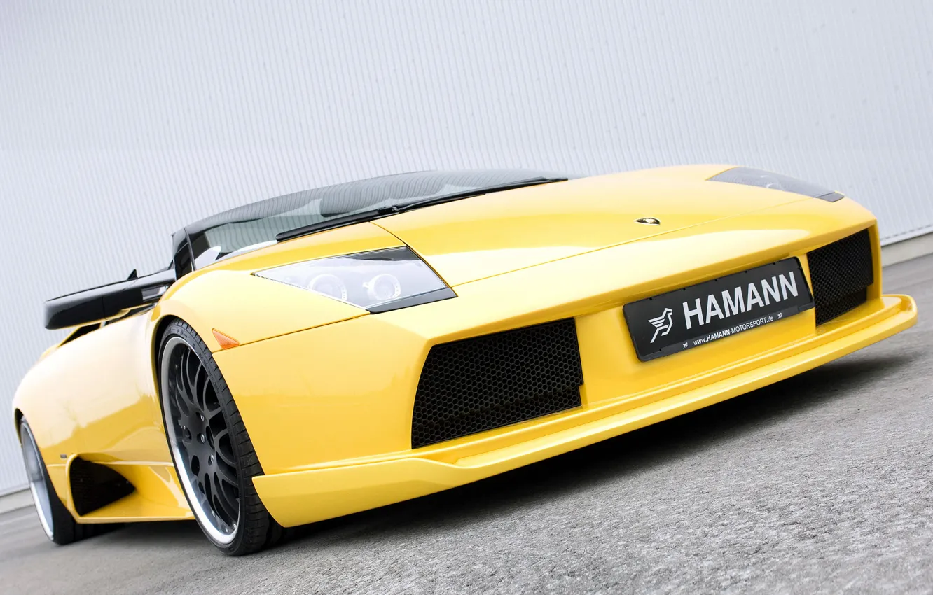 Wallpaper yellow, Roadster, Lamborghini, Hamann, supercar, front view ...