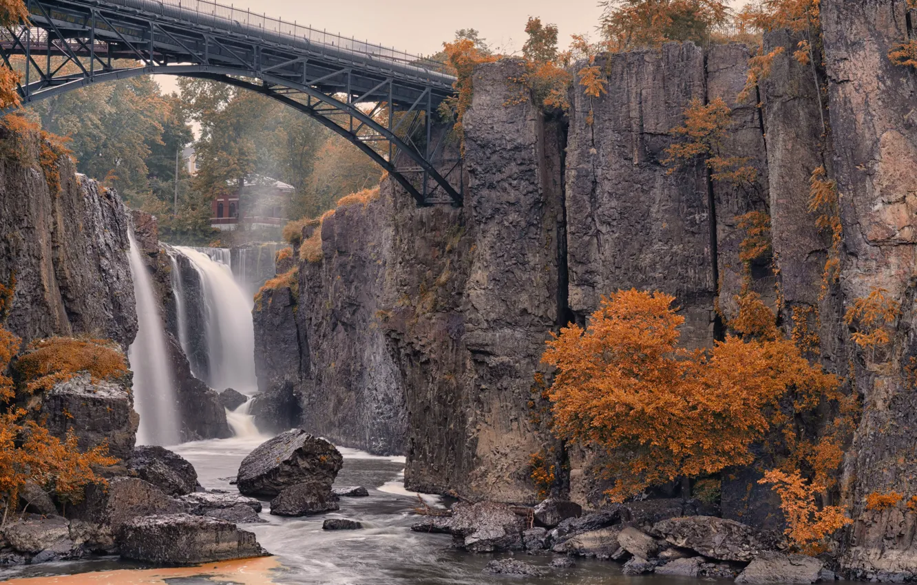 Wallpaper autumn, bridge, river for mobile and desktop, section природа ...