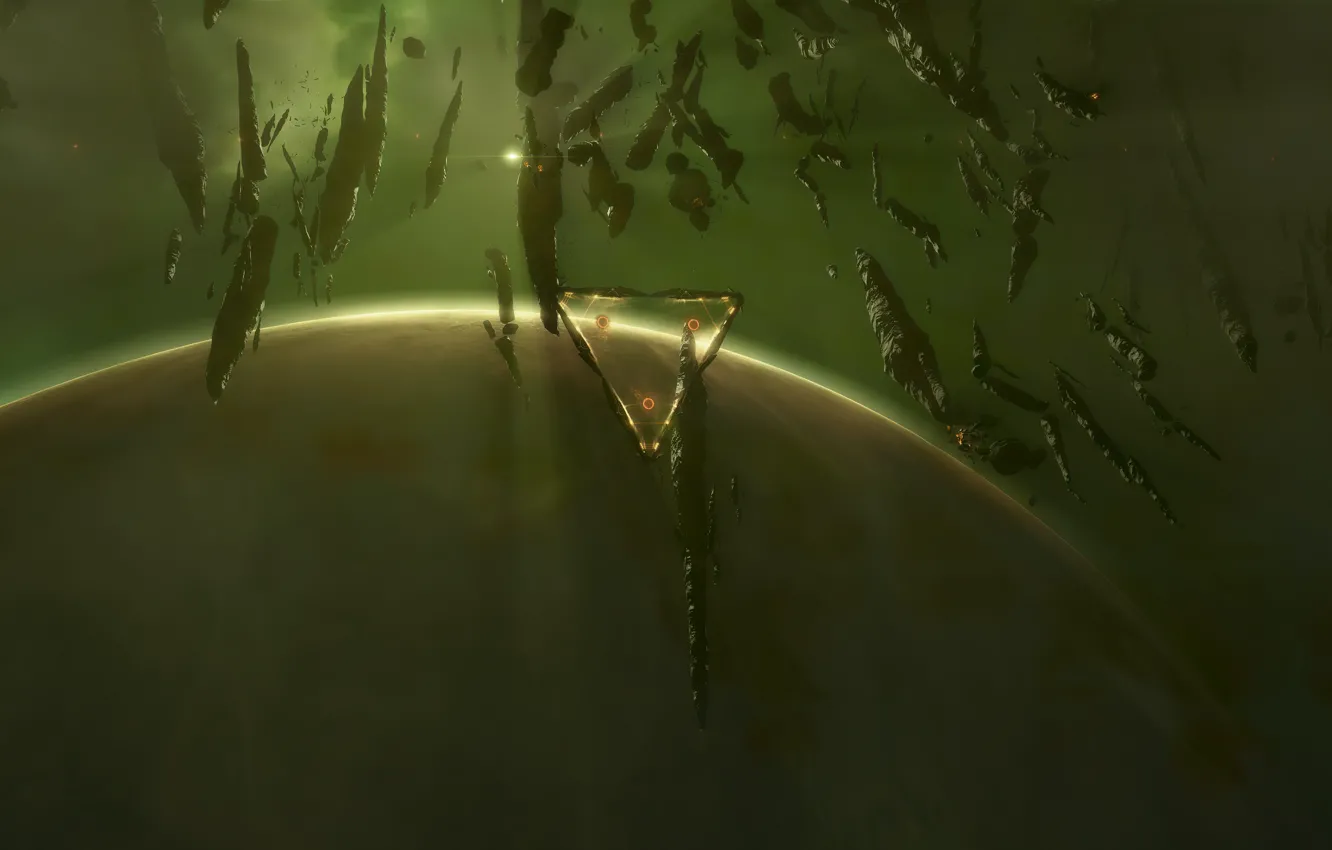 Wallpaper space, eve online, planet, structure, abyss, asteroid belt ...