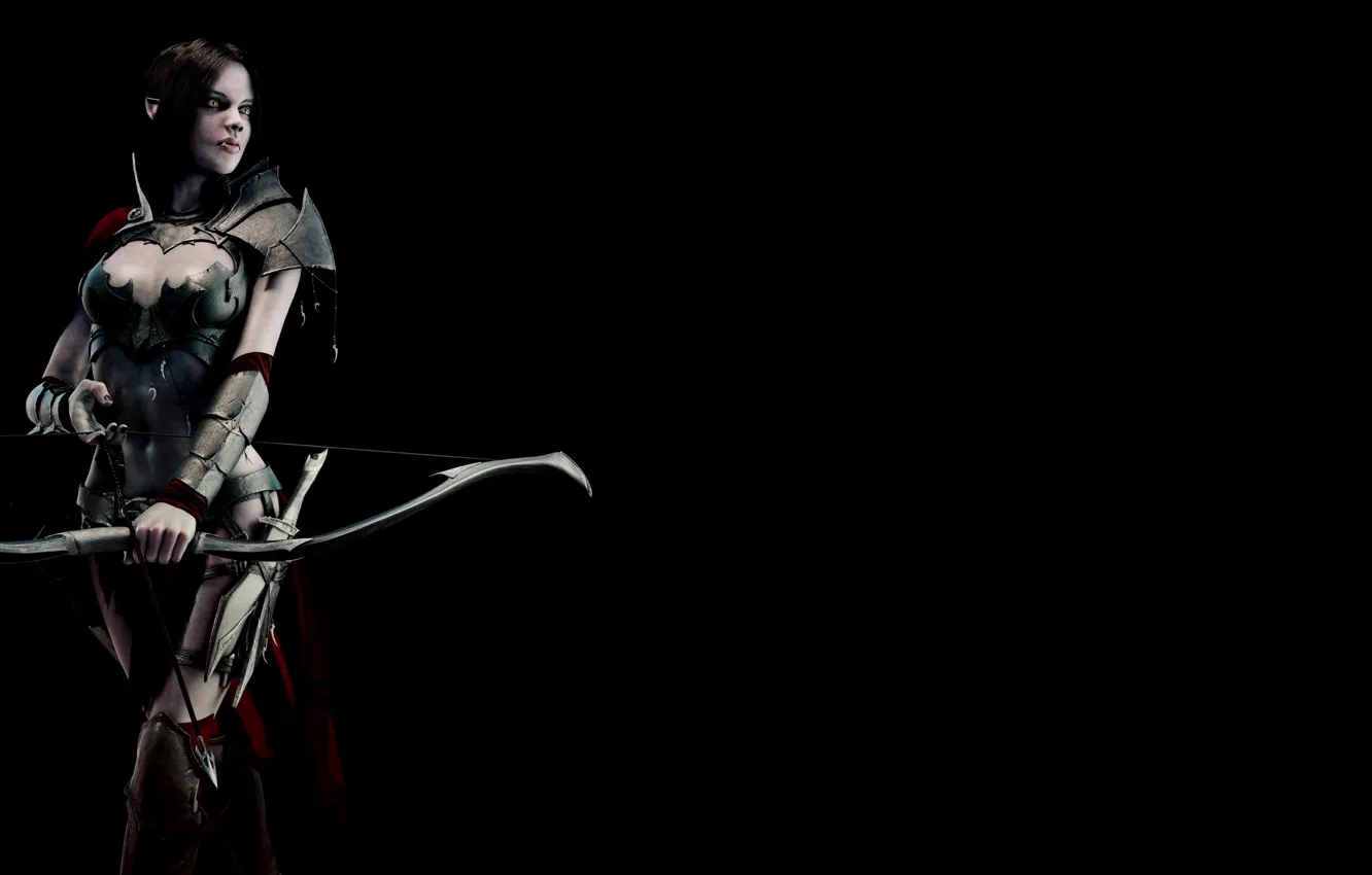 Wallpaper Bow, Armor, Black background, Arrows, Drow, Dagger, Armor ...