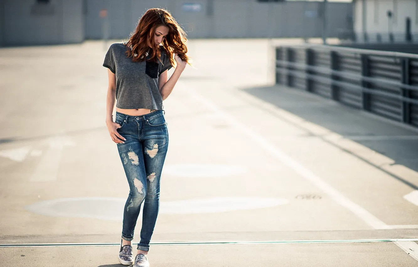 Wallpaper girl, model, jeans, cute for mobile and desktop, section ...