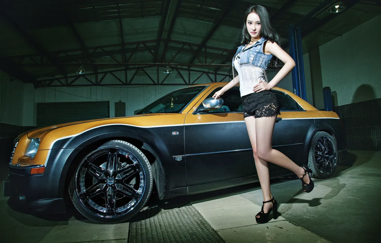 Wallpaper auto, girl, Chrysler, Asian, beautiful girl, views for mobile and desktop, section ...