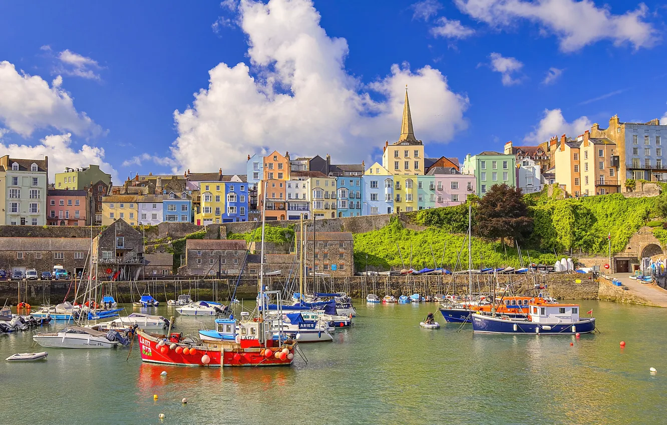 Wallpaper home, Wales, Tenby for mobile and desktop, section город ...