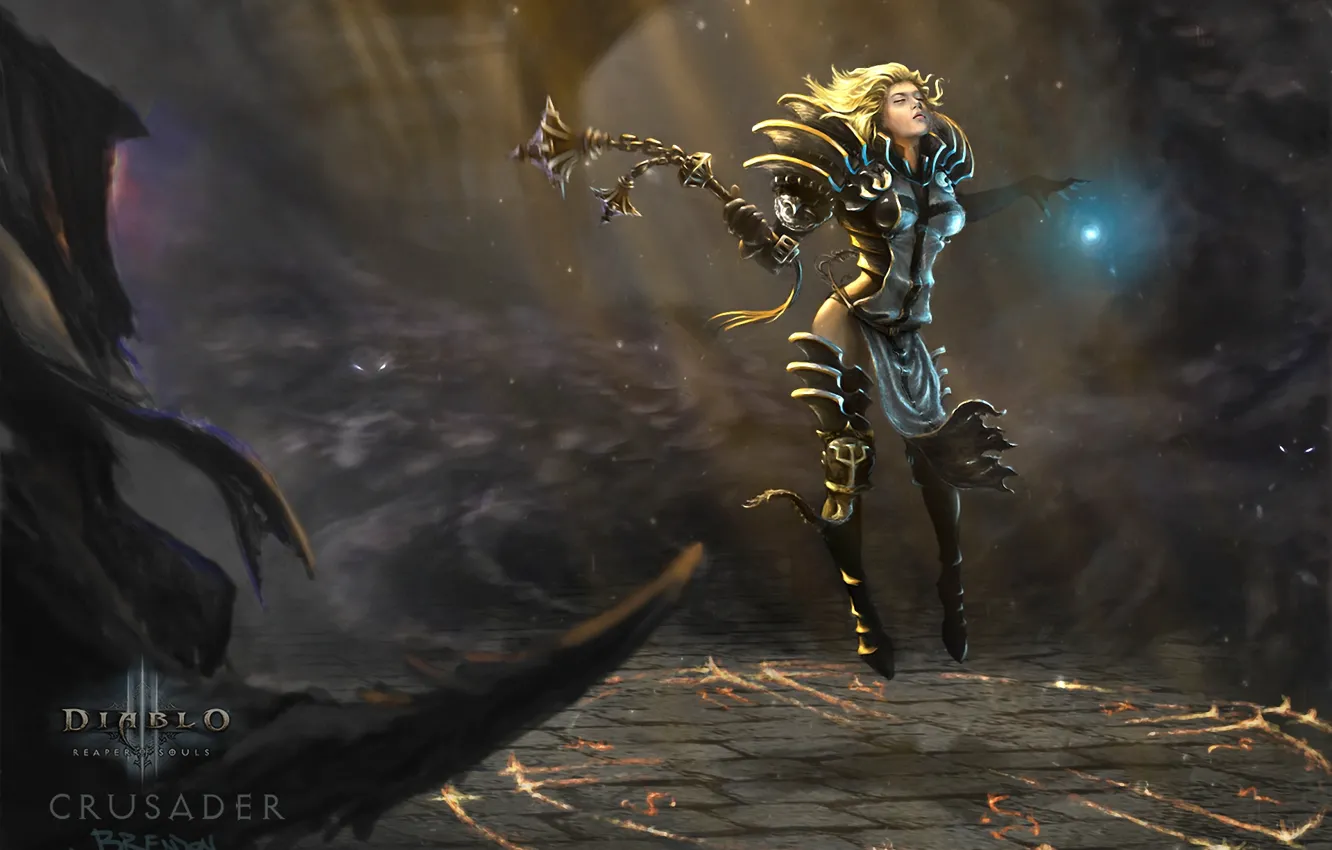 Wallpaper girl, light, weapons, magic, art, Diablo 3, Reaper of Souls ...