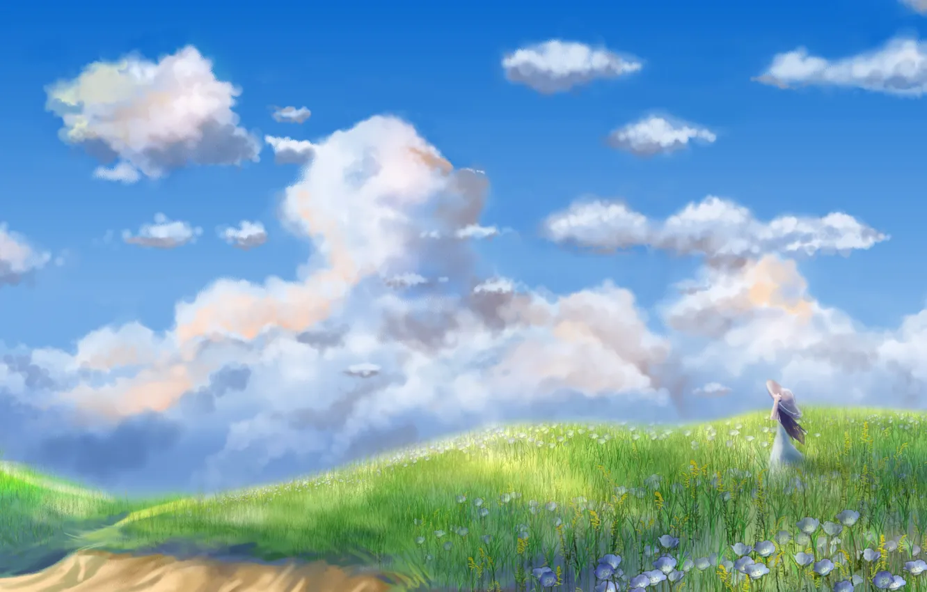 Wallpaper Summer The Sky Girl Flowers Nature For Mobile And Desktop