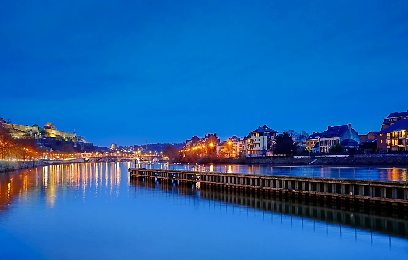 Wallpaper night, lights, river, Belgium, Belgium, Namur, NAMUR for ...