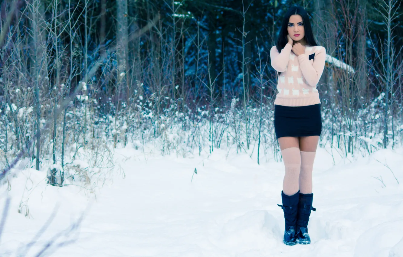 Wallpaper winter, forest, look, model, girl, is, face, Shannon Baker ...