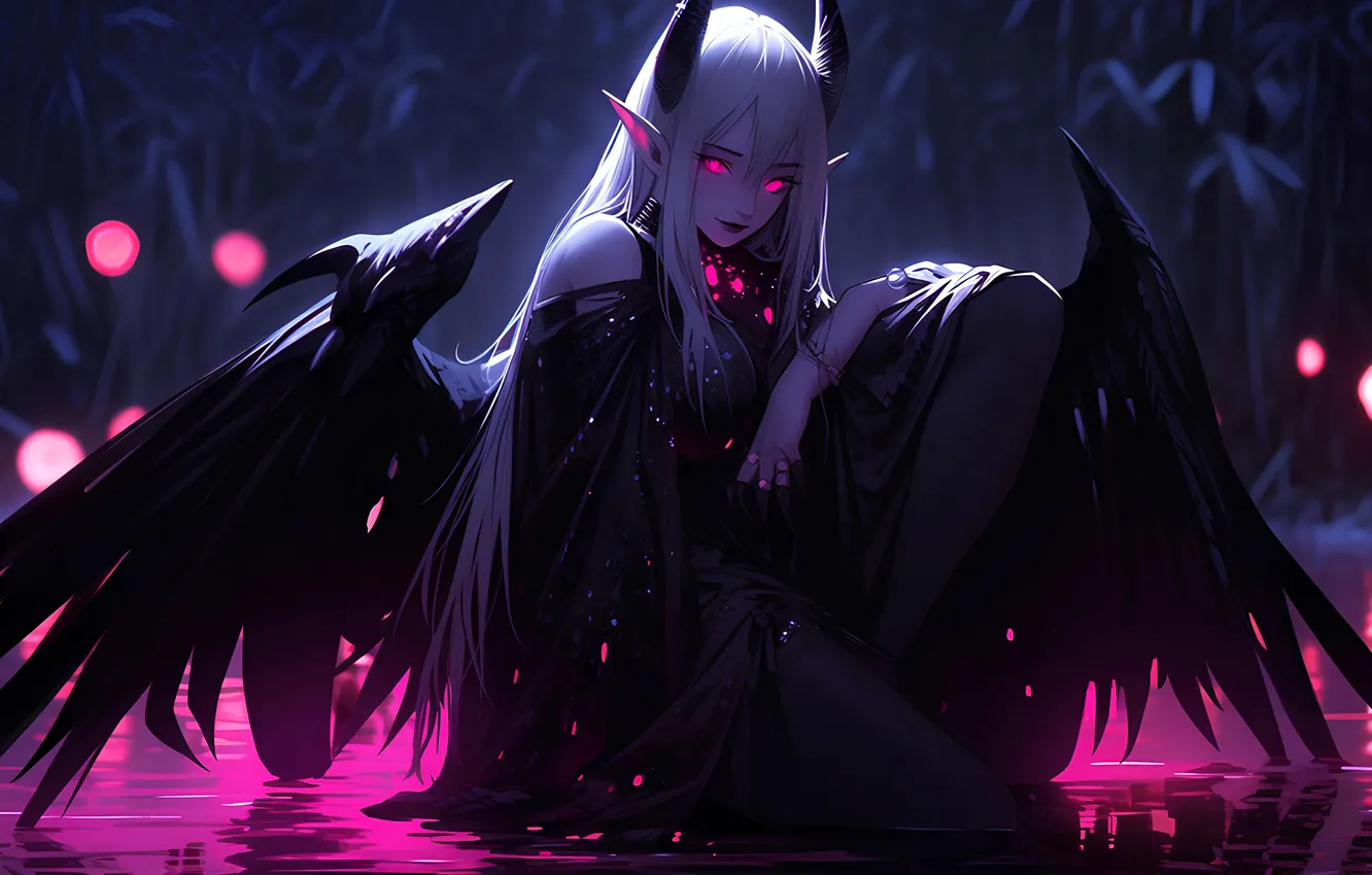 Wallpaper demon, fantasy, devil, wing, demon girl, AI Generated for ...