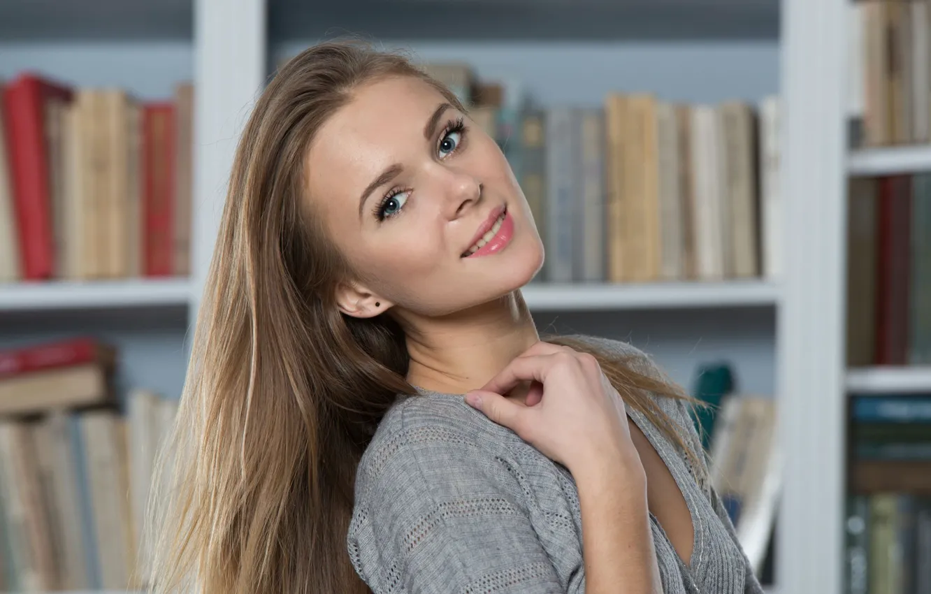 Wallpaper smile, model, close up, Karissa Diamond, Bookcase for mobile ...