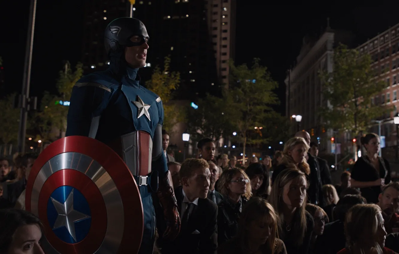 Wallpaper the crowd, costume, team, shield, Marvel, Captain America ...