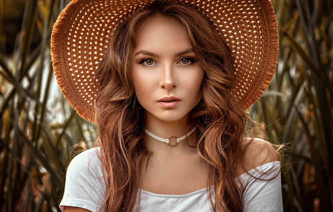 Wallpaper look, girl, face, hat, long hair, Stanislav Maksimov, Kate ...