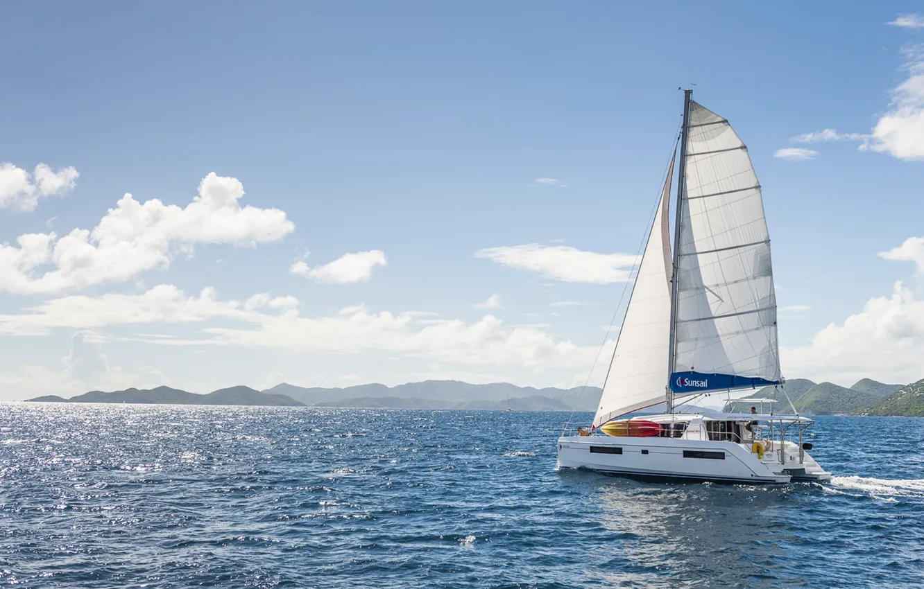 Wallpaper the ocean, coast, yacht, sail, Bareboat charter BVI, sailing ...
