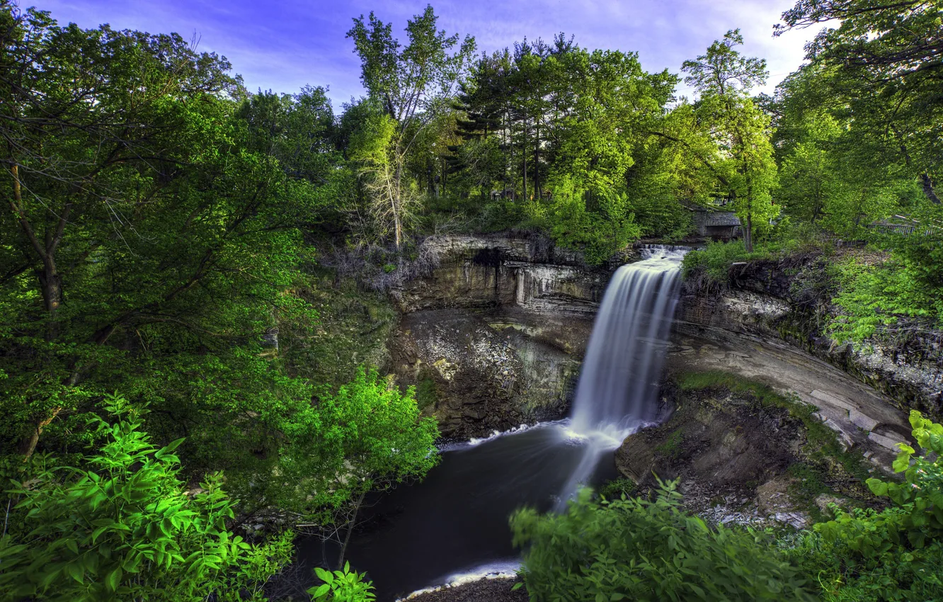 Wallpaper lake, open, waterfall for mobile and desktop, section пейзажи ...