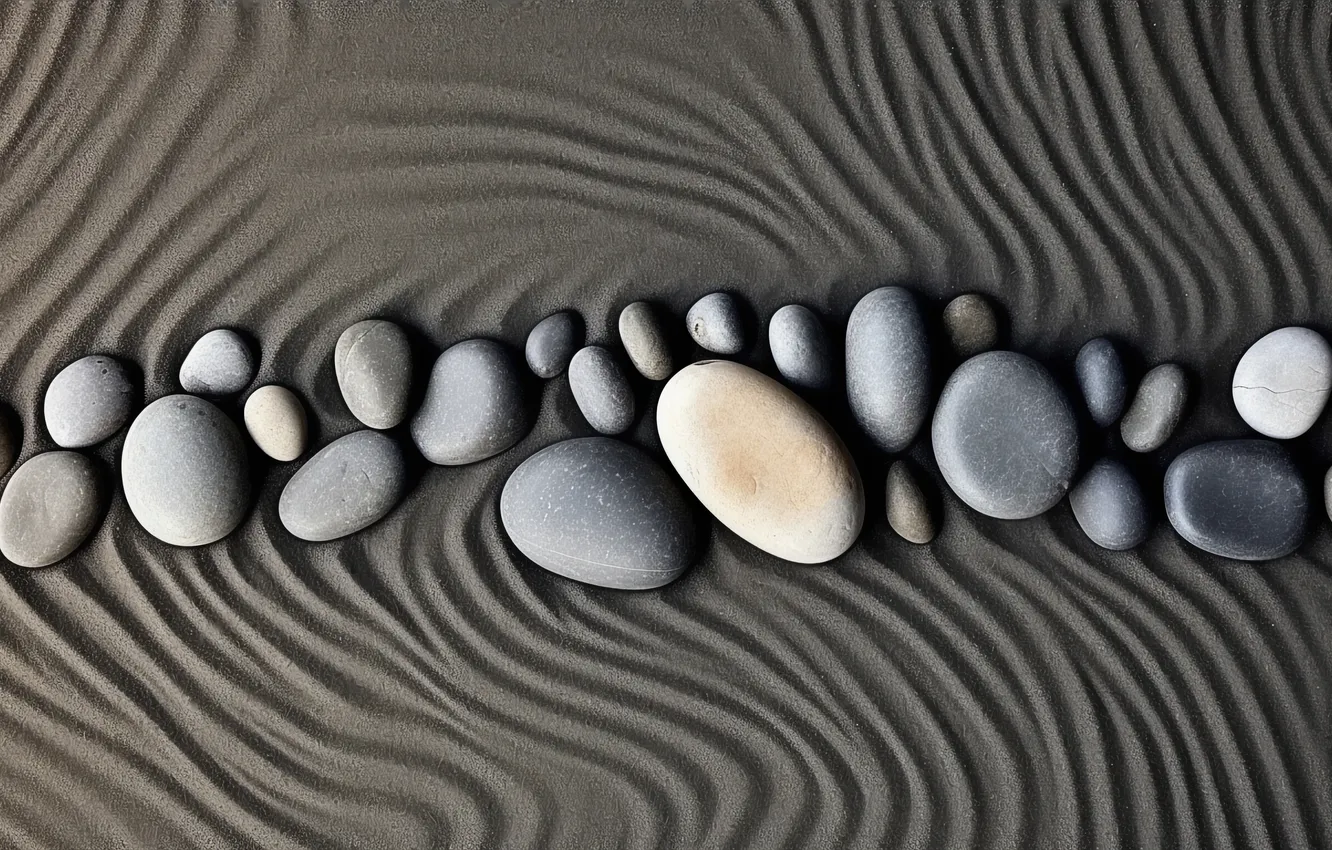Wallpaper sand, line, pebbles, stones, texture, grey background, stones ...