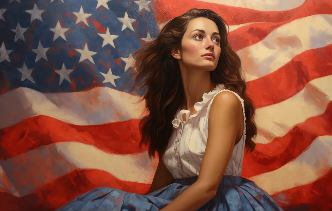 Wallpaper United States, freedom, flag, best country, female ...