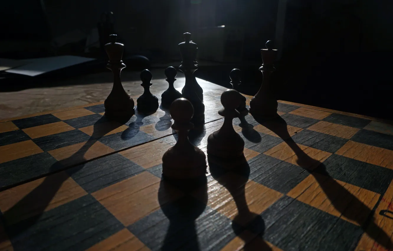 Wallpaper shadow, chess, Board, figure for mobile and desktop, section ...