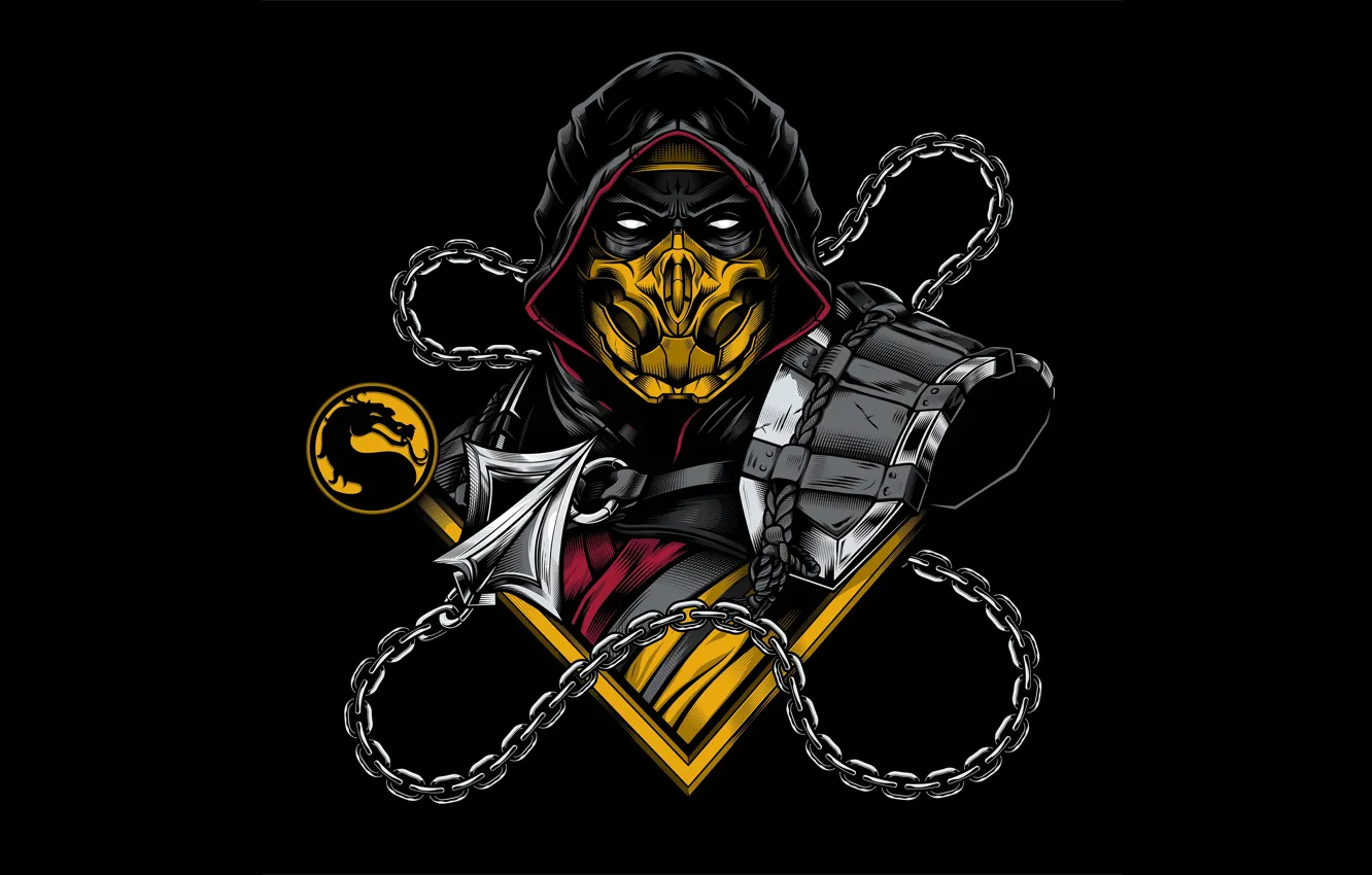 Wallpaper chain, black background, Mortal Kombat, Scorpion for mobile ...