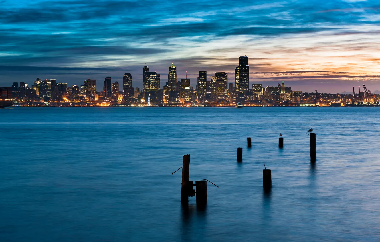 Wallpaper skyline, winter, Seattle, pacific for mobile and desktop ...