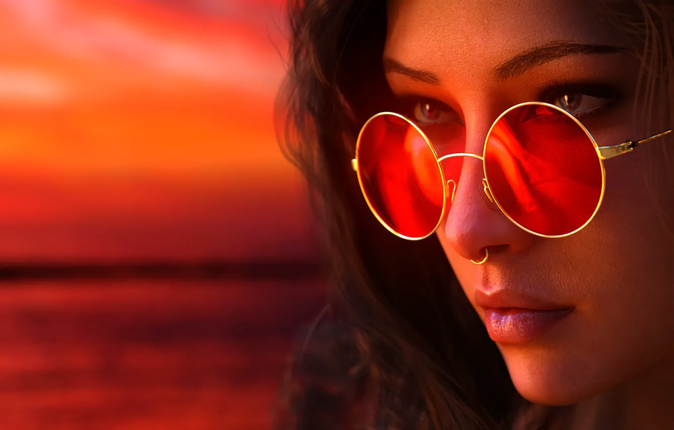 Wallpaper girl, face, background, glasses, beauty for mobile and ...