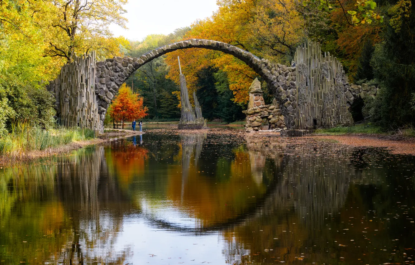 Wallpaper colors, forest, lake, stone arch for mobile and desktop ...