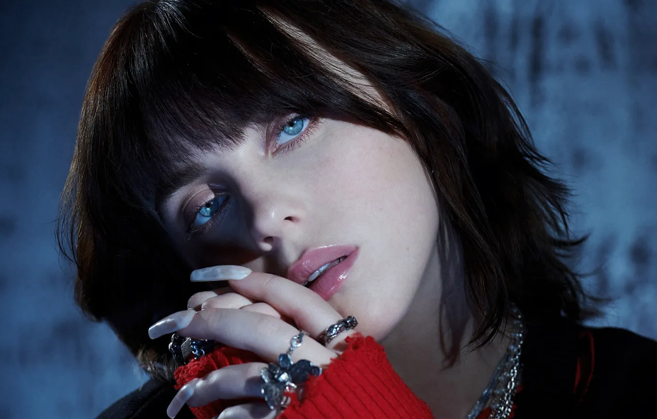 Wallpaper decoration, close-up, portrait, ring, singer, blue eyes ...