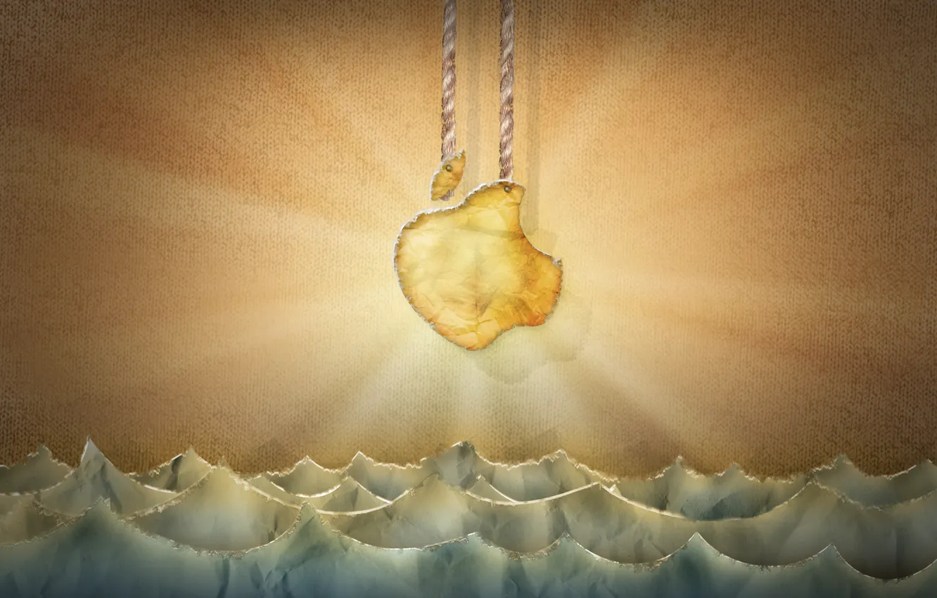 Wallpaper sea, the sun, apple, rope, logo images for desktop, section ...