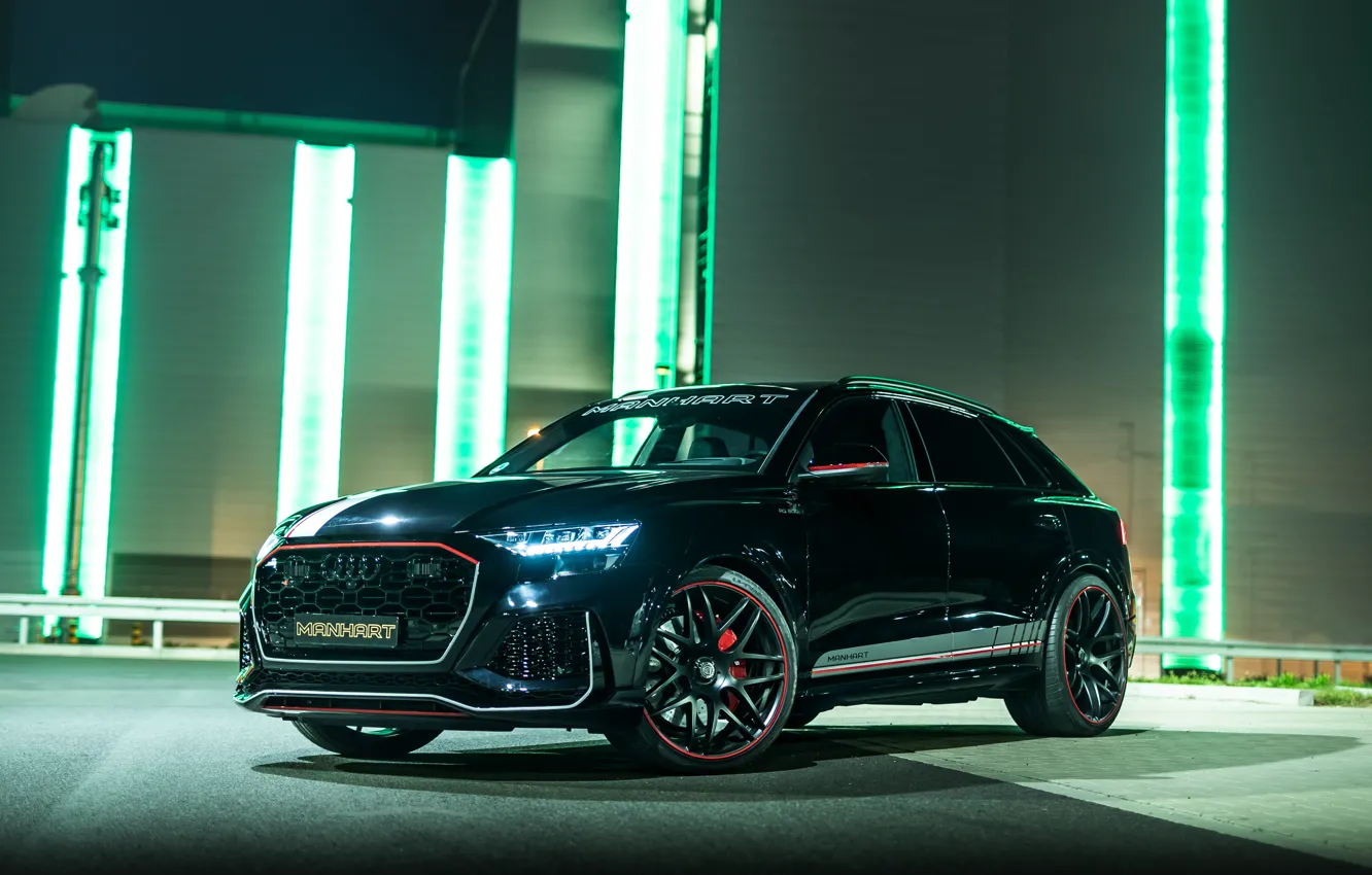Wallpaper Audi, Light, Front, Black, Side, Manhart, Black Wheels, RSQ8 ...