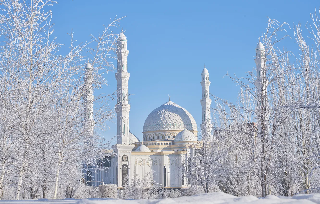Wallpaper christmas, sky, astana, kazakhstan, mosque, christmas ...