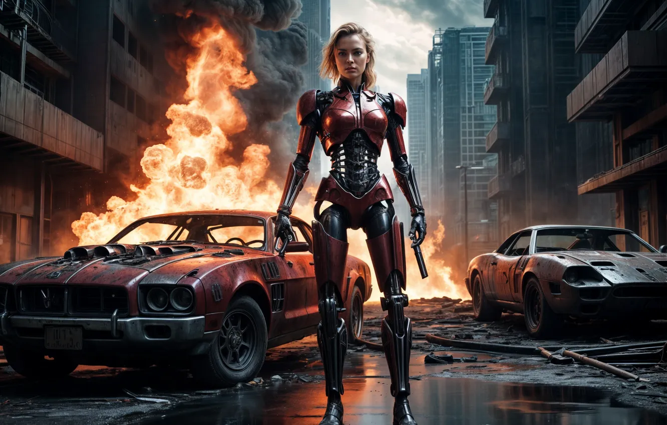 Wallpaper girl, Kristanna Loki, Terminator, the image is generated by ...