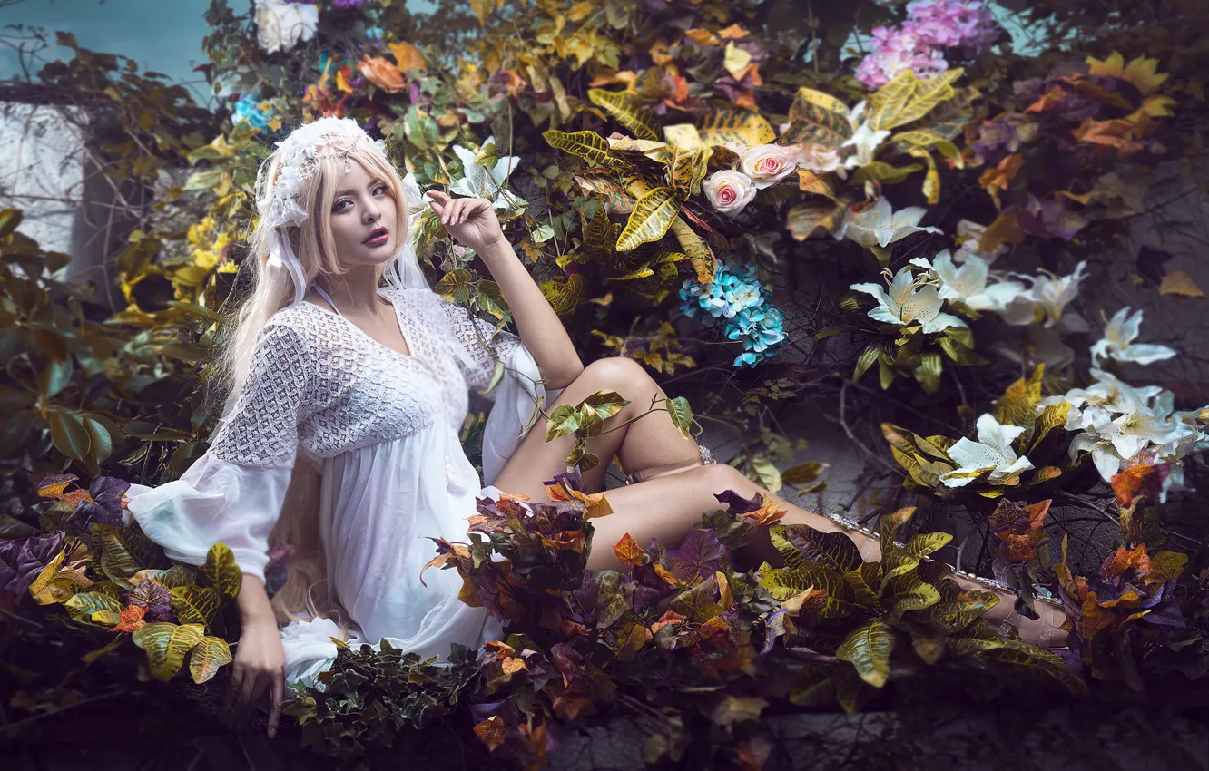 Wallpaper Girl Flowers Pose For Mobile And Desktop Section девушки
