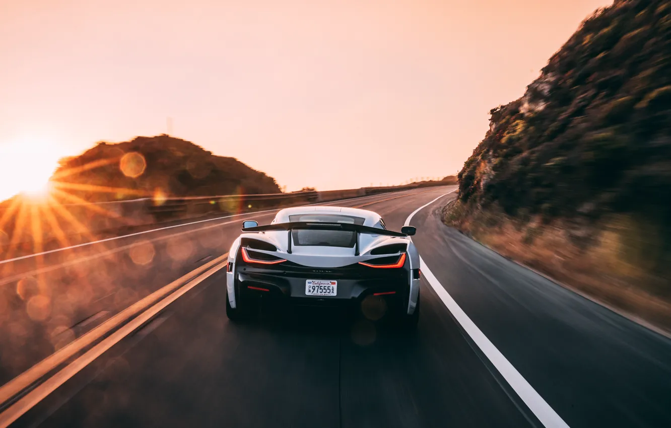 Wallpaper car, sun, Rimac, rear view, Rimac Refrigerator, Refrigerator ...