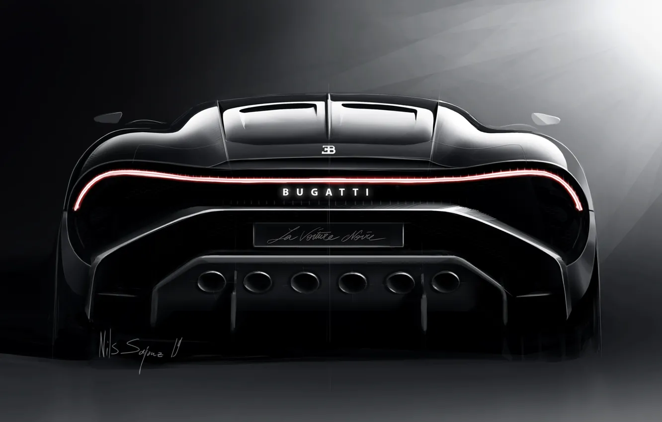 Wallpaper Bugatti, rear view, hypercar, 2019, The Black Car for mobile ...