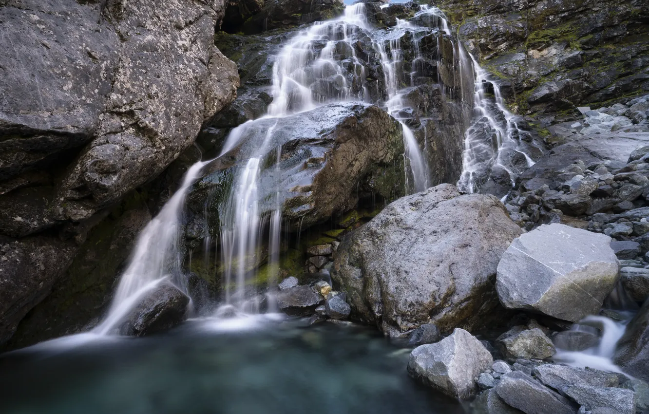 Wallpaper lake, stones, open, waterfall for mobile and desktop, section ...