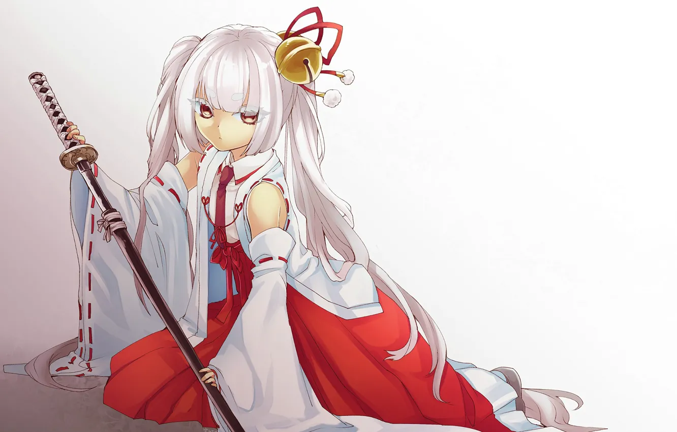 Wallpaper girl, sword, anime, red eyes, katana, ken, window, blade ...