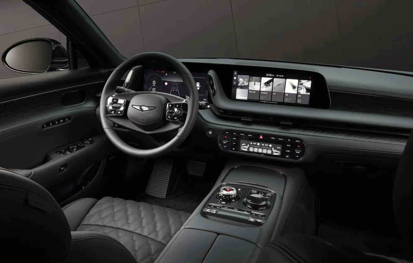 Wallpaper black, sedan, black, Genesis, Genesis G90, 2024 for mobile and desktop, section другие ...