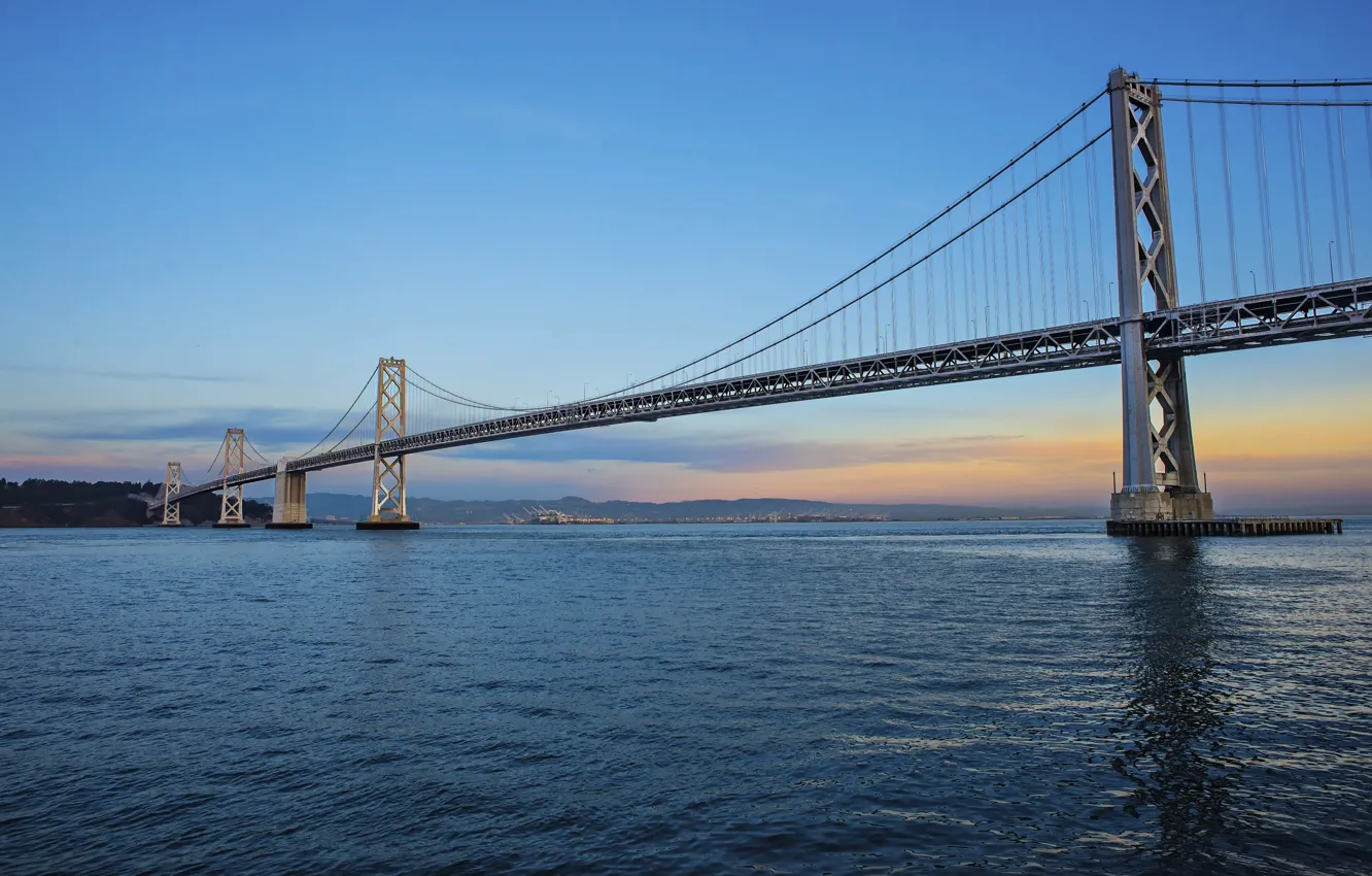 Wallpaper river, bridge, water, dusk, Bay Bridge images for desktop ...