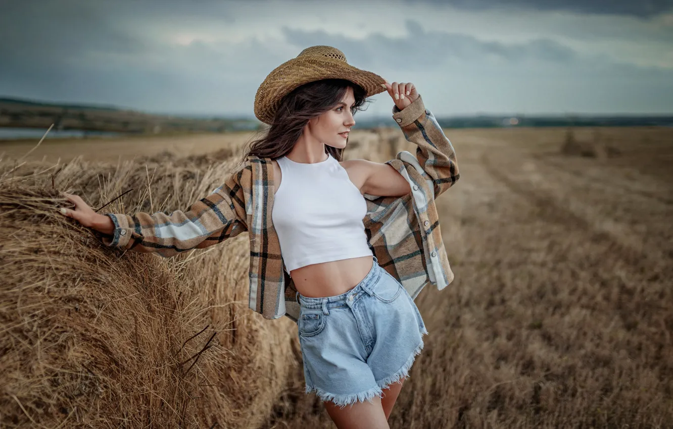 Wallpaper landscape, nature, pose, model, shorts, portrait, hat, makeup ...