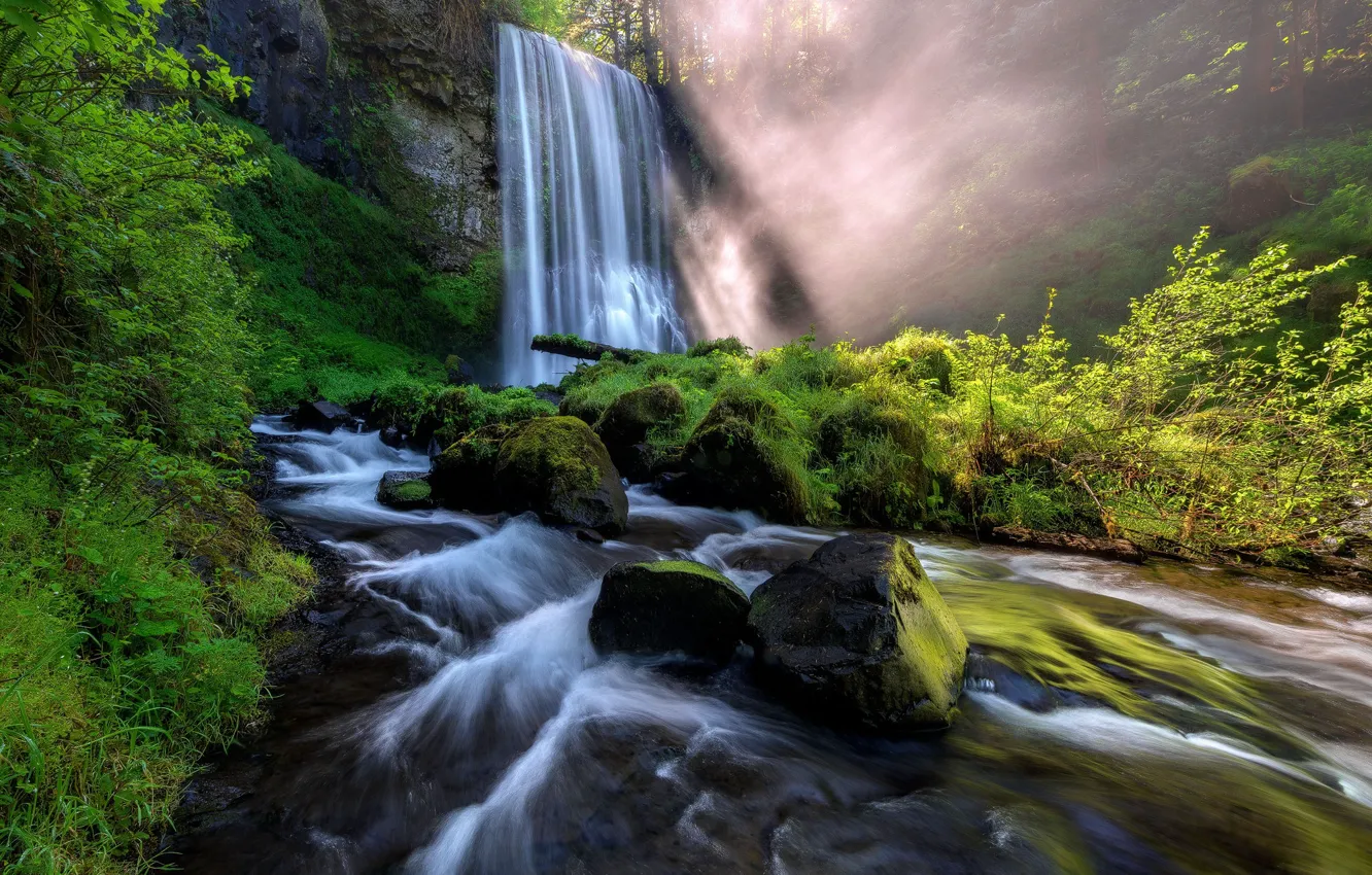 Wallpaper water, light, stones, waterfall for mobile and desktop ...