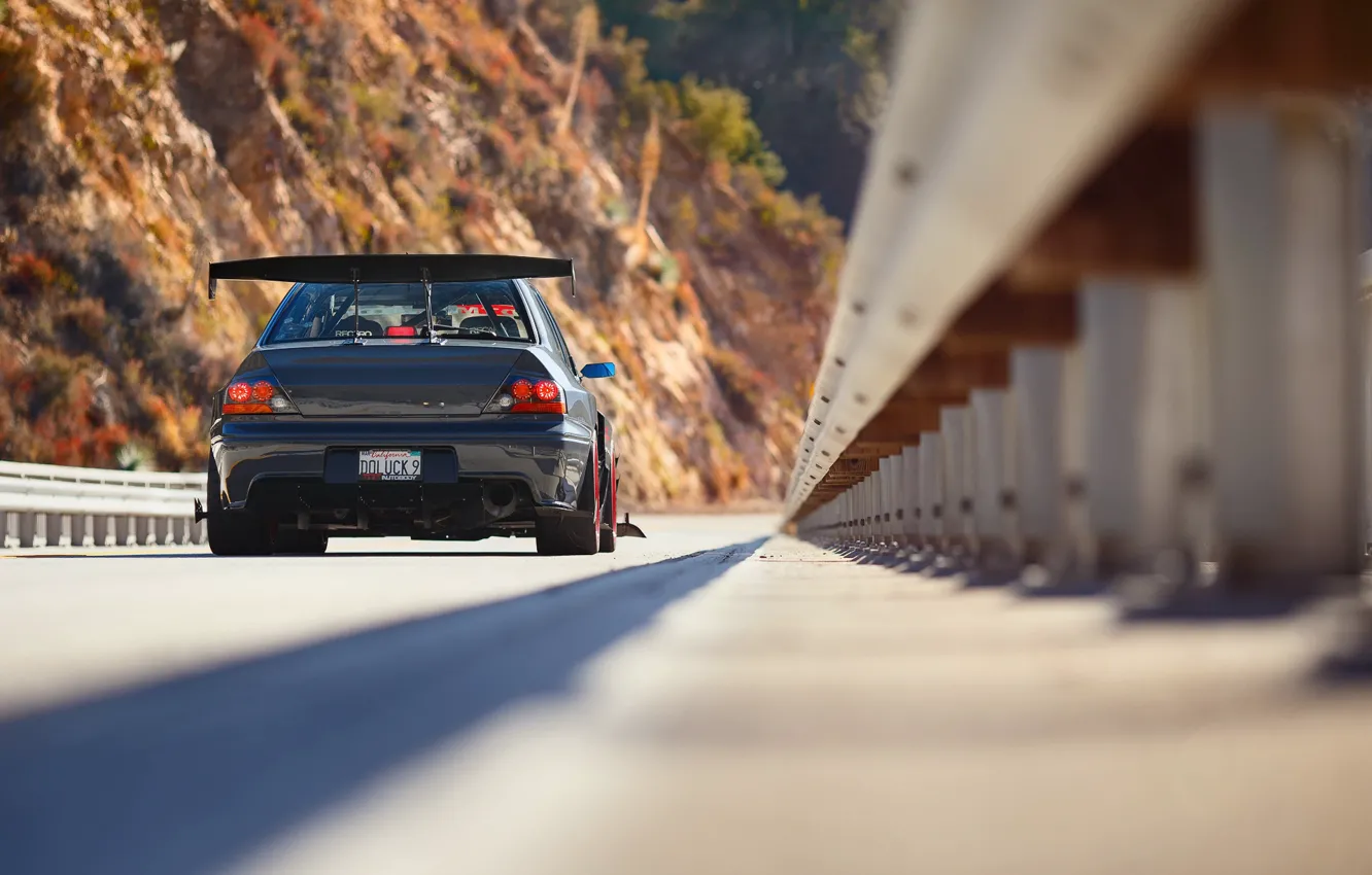 Wallpaper bridge, tuning, Mitsubishi, Lancer, Evolution, rear view, Evo ...