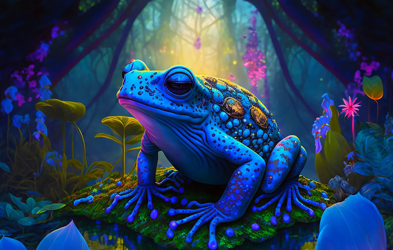 Wallpaper style, fantasy, frog, AI art, neural network for mobile and desktop, section ии арт ...