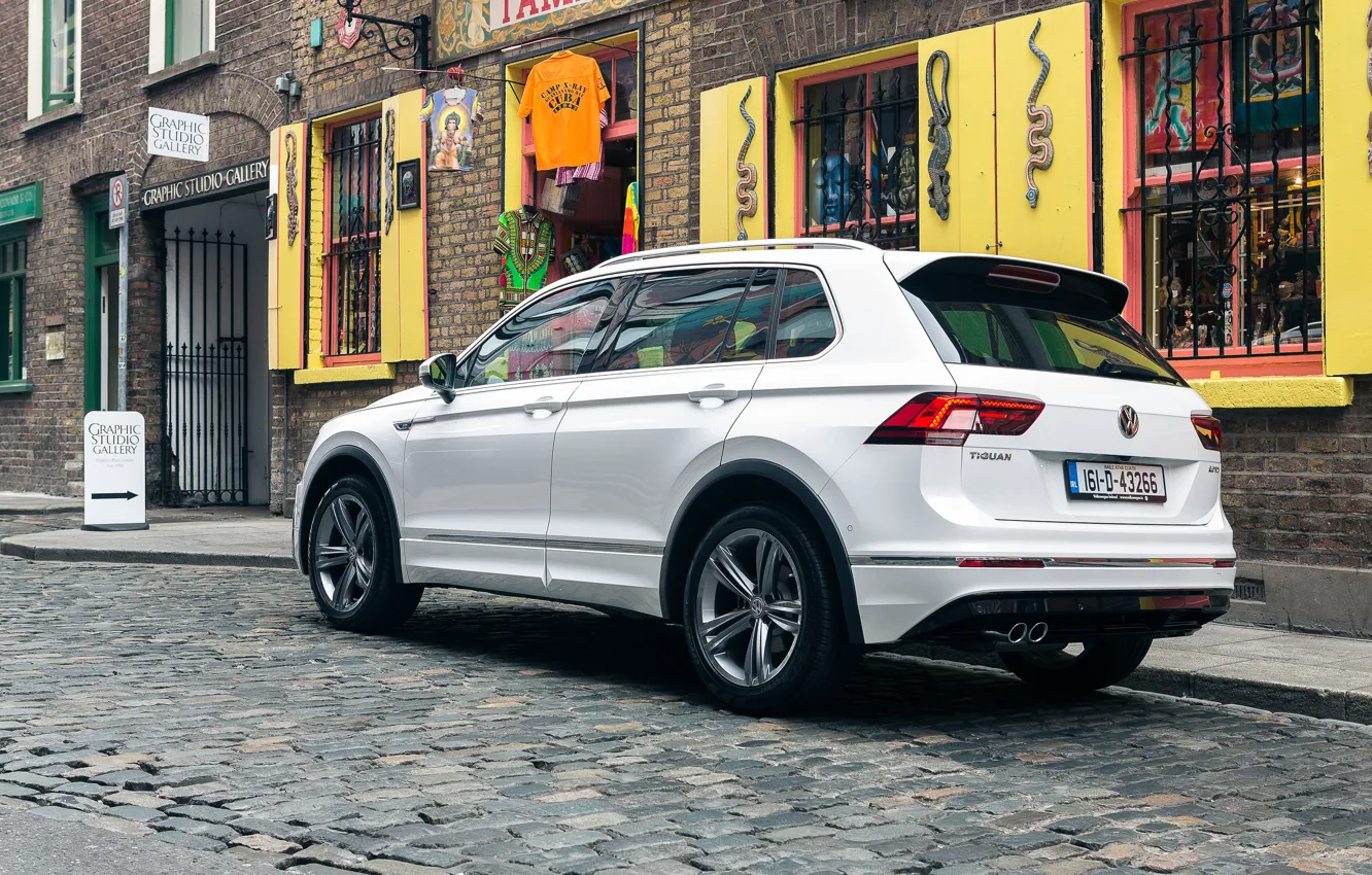 Wallpaper white, Volkswagen, car, rear view, crossover, Tiguan, R-Line ...