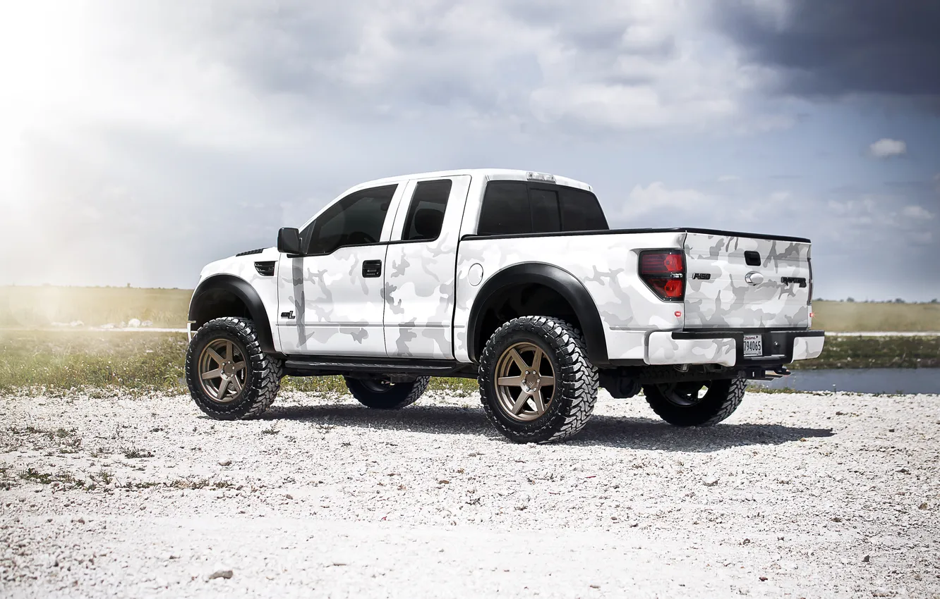 Wallpaper white, the sky, the sun, glare, Ford, white, Ford, Raptor for ...