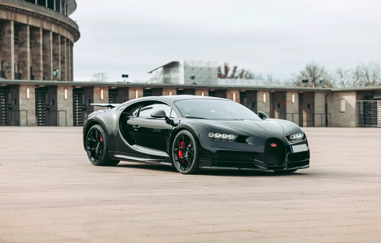 Wallpaper Bugatti, black, front view, hypercar, Chiron, Bugatti Chiron ...