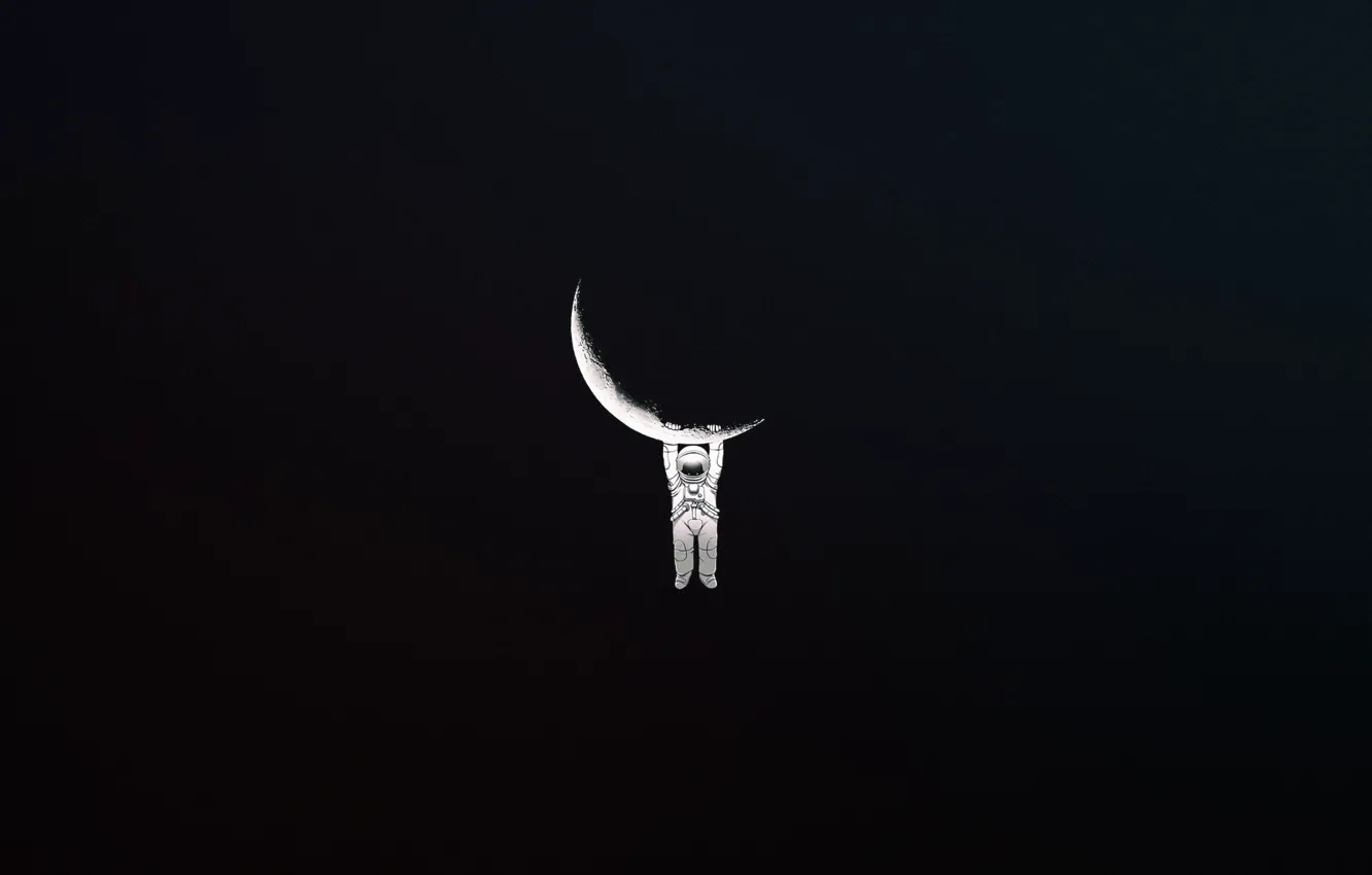 Wallpaper the moon, minimalism, astronaut, a month, the suit, costume ...