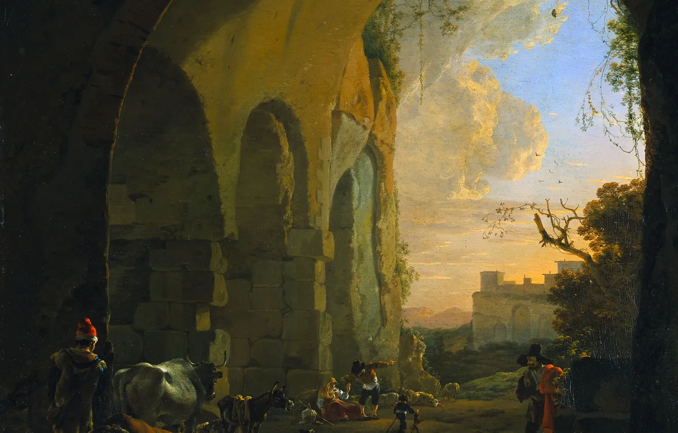 Wallpaper landscape, oil, picture, Yan Asselin, Jan Asselijn, 1652 ...