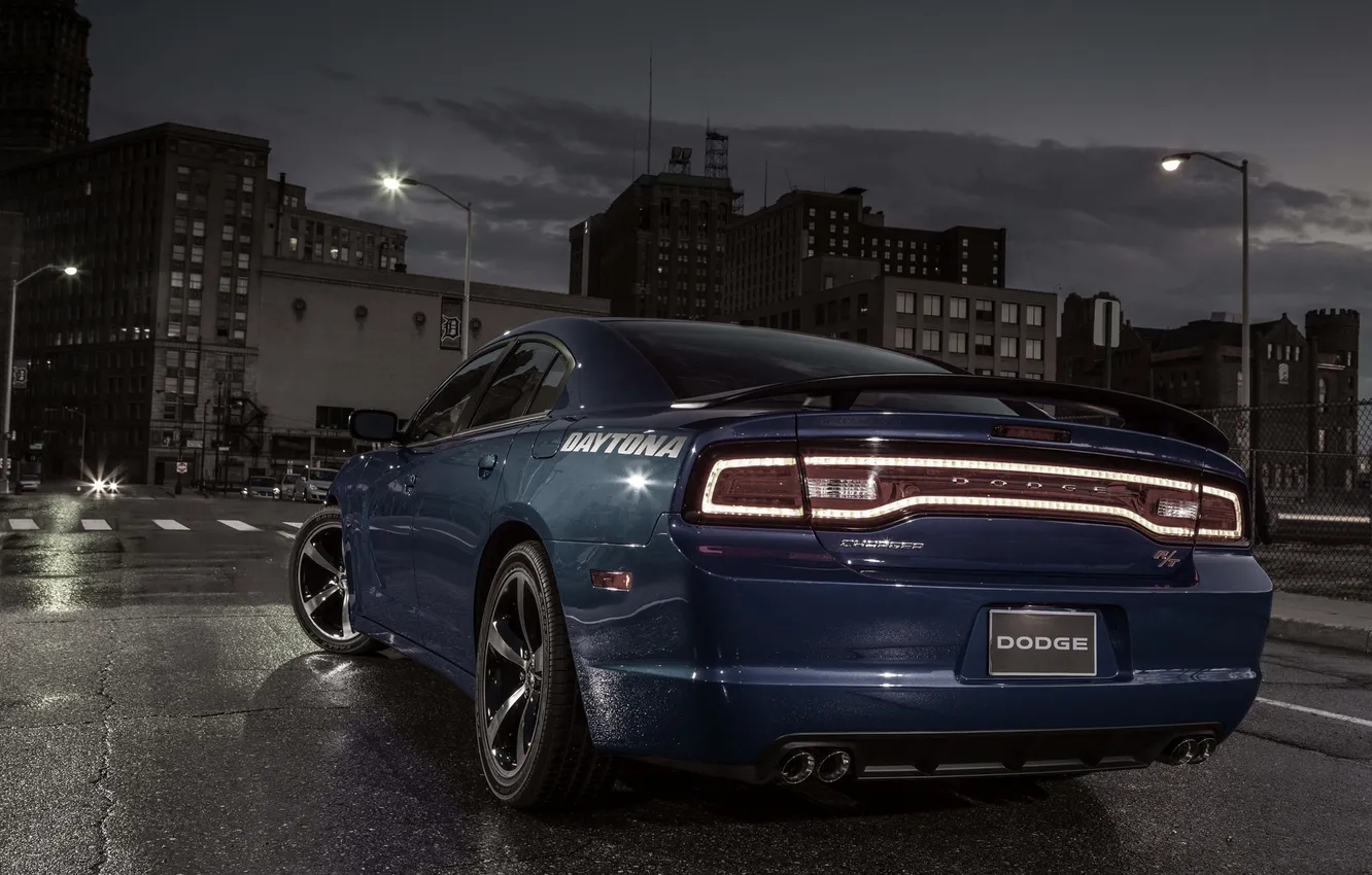 Wallpaper Blue, The city, Street, Dodge, Dodge, Dayton, Сharger for ...