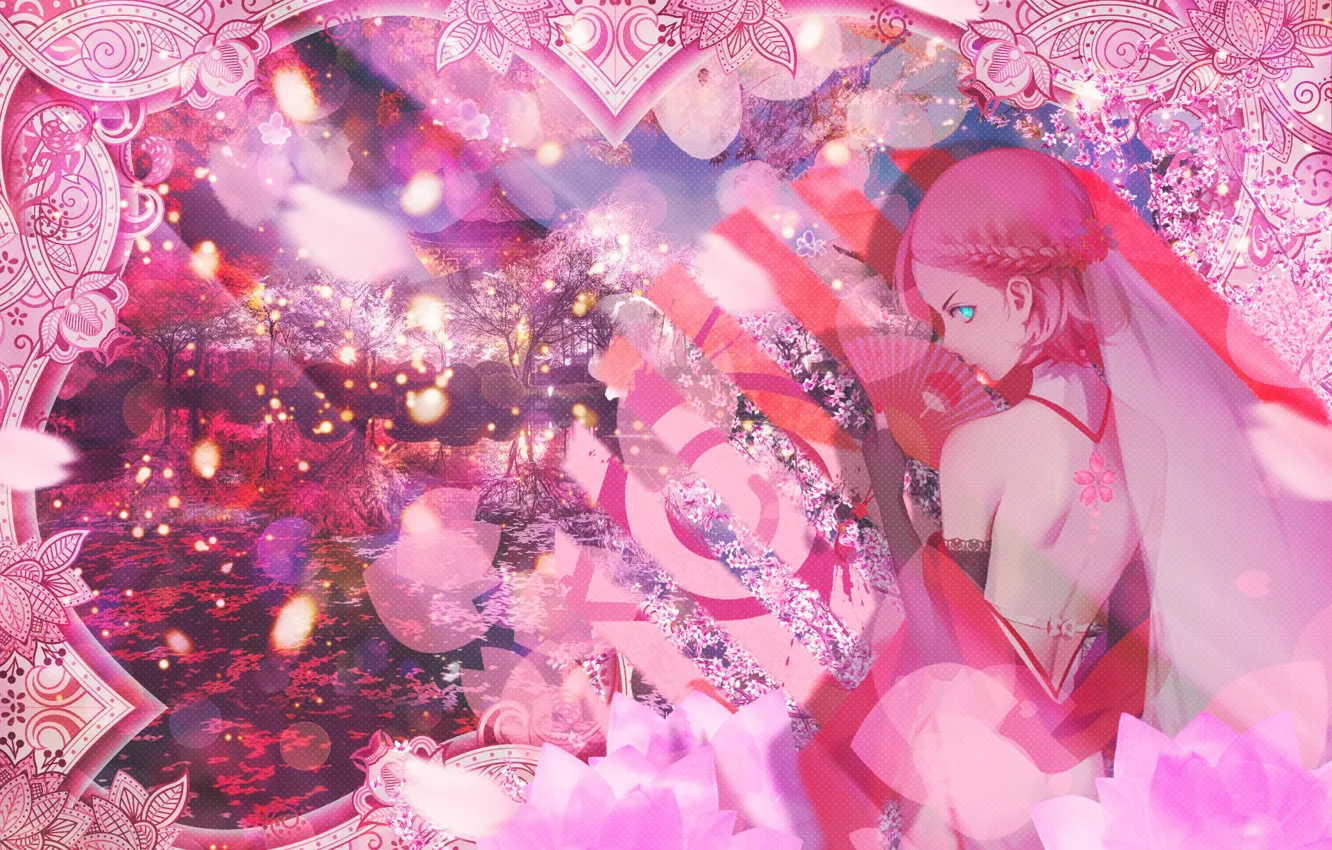 Wallpaper girl, pattern, fan for mobile and desktop, section арт ...