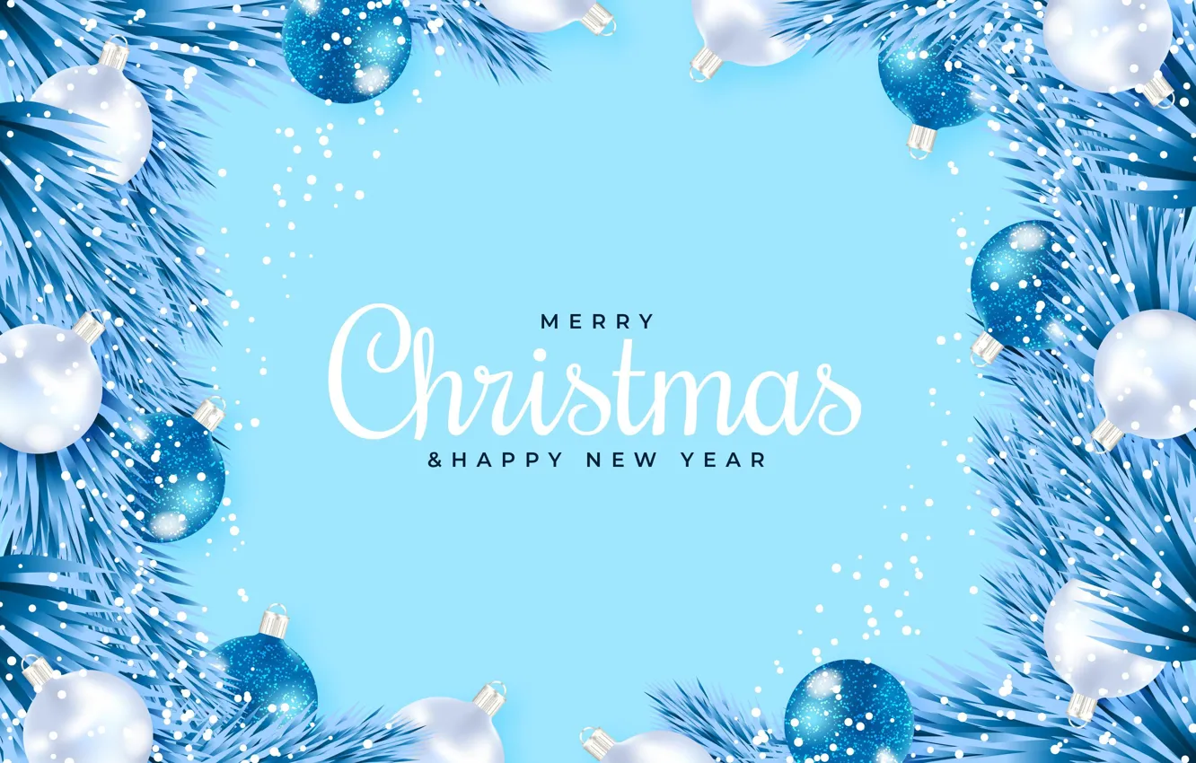 Wallpaper balls, Christmas, New year, blue background, Christmas ...