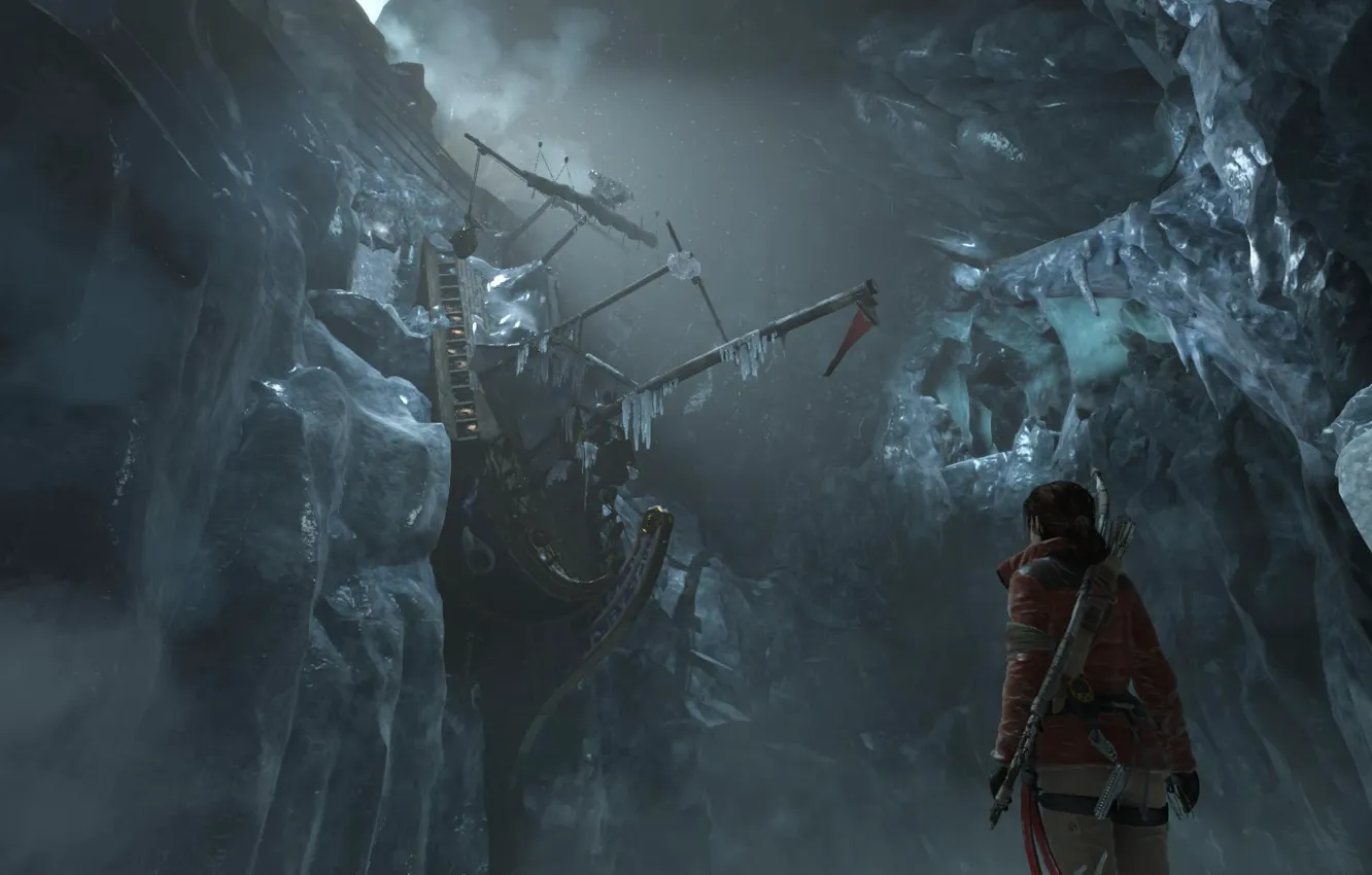 Wallpaper girl, red, lara croft, tomb raider, tomb, Lara Croft, ship ...