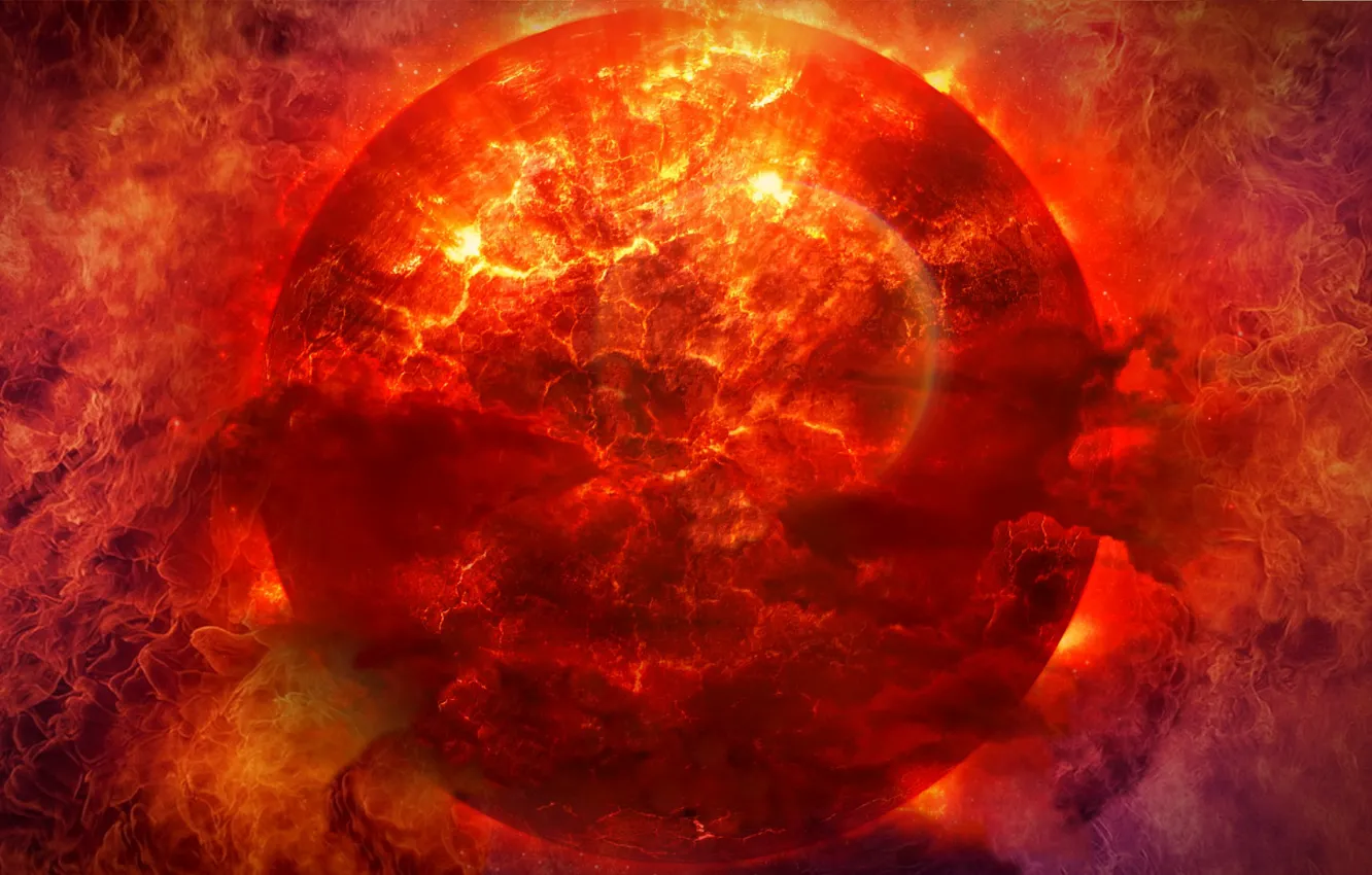 Wallpaper space, fire, planet for mobile and desktop, section ...
